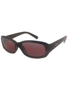 maui jim women's punchbowl polarized rectangular sunglasses, chocolate fade/maui rose®, small