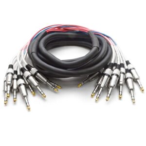 8 Channel 1/4" TRS Snake Cable - 15 Feet Long - Serviceable Ends - Pro Audio Effects Snake for Live Live, Recording, Studios, and Gigs - Patch, Amp, Mixer, Audio Interface 15'