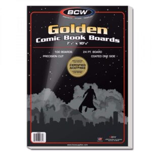 BCW Golden Age Comic Backing Boards - 100 Pack | Certified Acid-Free Comic Book Storage | 7 1/2 x 10 1/2 Inch Dimensions | Archival-Quality Boards for Comic Book Collection Protection