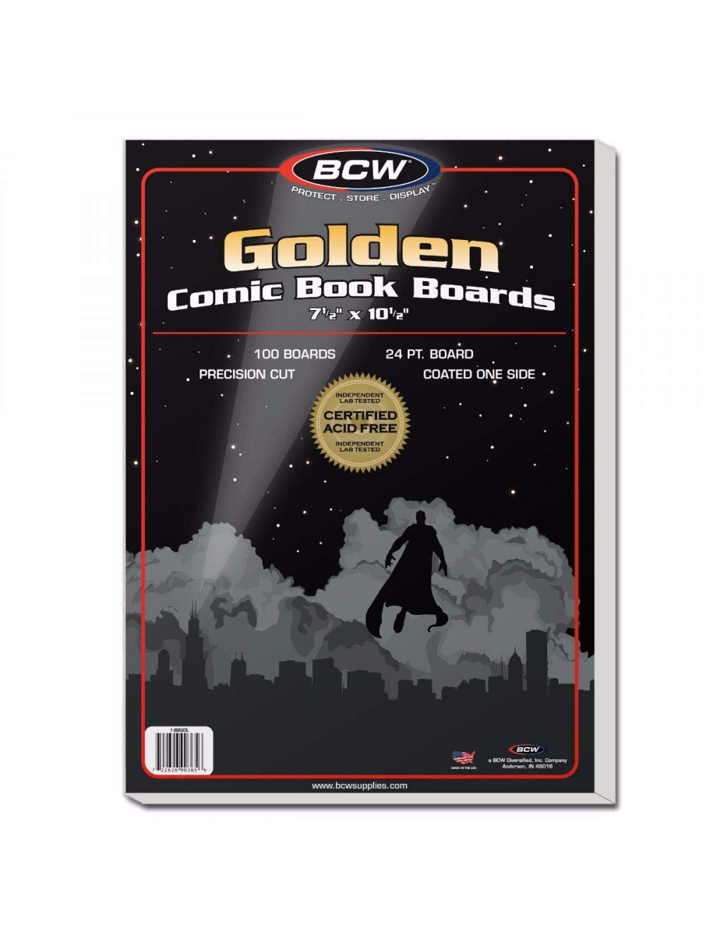 BCW Golden Age Comic Backing Boards - 100 Pack | Certified Acid-Free Comic Book Storage | 7 1/2 x 10 1/2 Inch Dimensions | Archival-Quality Boards for Comic Book Collection Protection