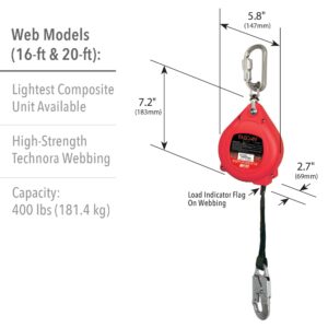 Miller by Honeywell Falcon 50-Foot Self-Retracting Stainless Steel Wire Lifeline with Swivel/Carabiner & Swivel/Snap Hook (MP50SS-Z7/50FT)