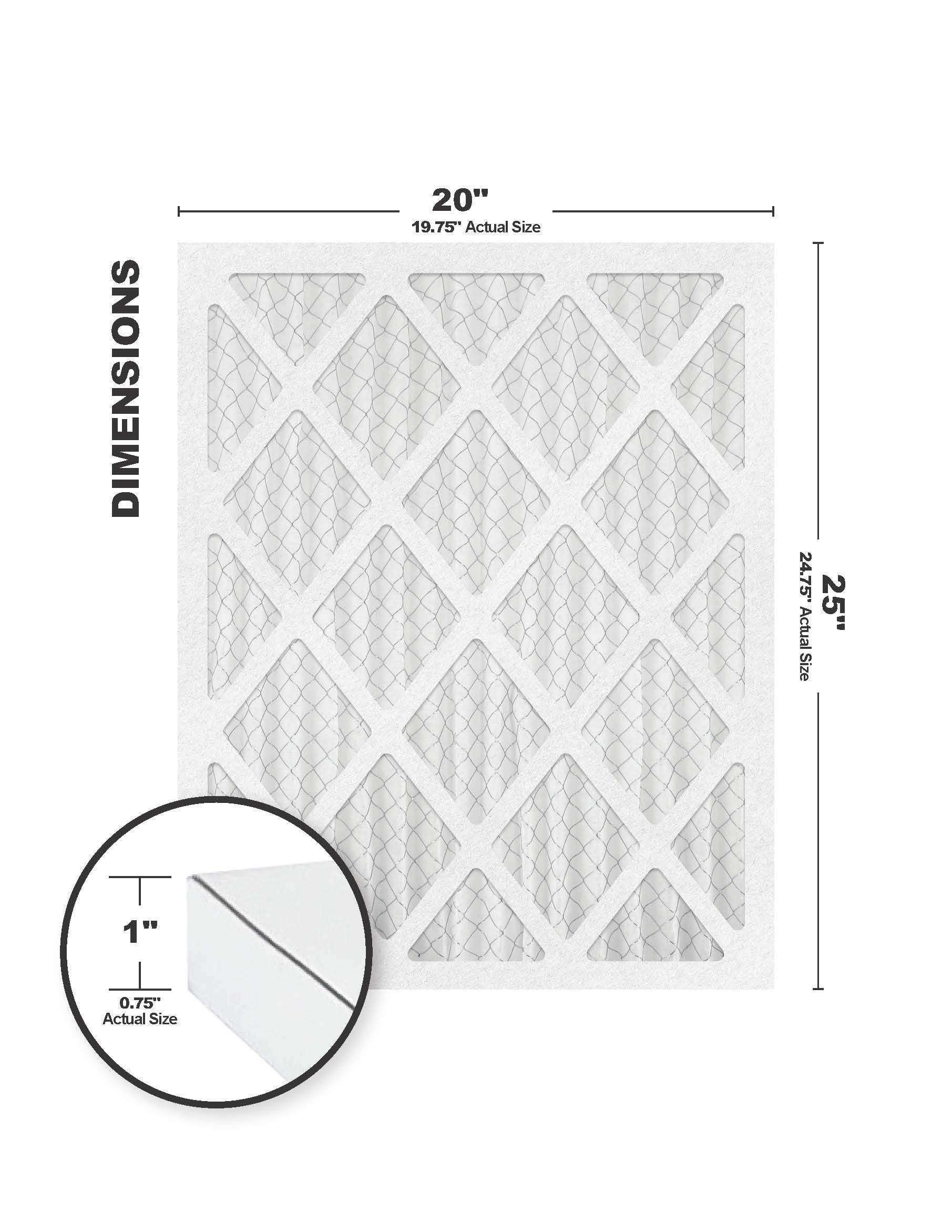 20X25X1 (19.75 x 24.75) Accumulair Platinum 1-Inch Filter (MERV 11) (4 Pack)