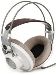 akg pro audio k701 over-ear, open-back, flat-wire, reference studio headphones, white