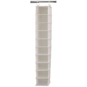 household essentials 311328 hanging shoe storage organizer for closets |10 wide pocket shelves | natural canvas