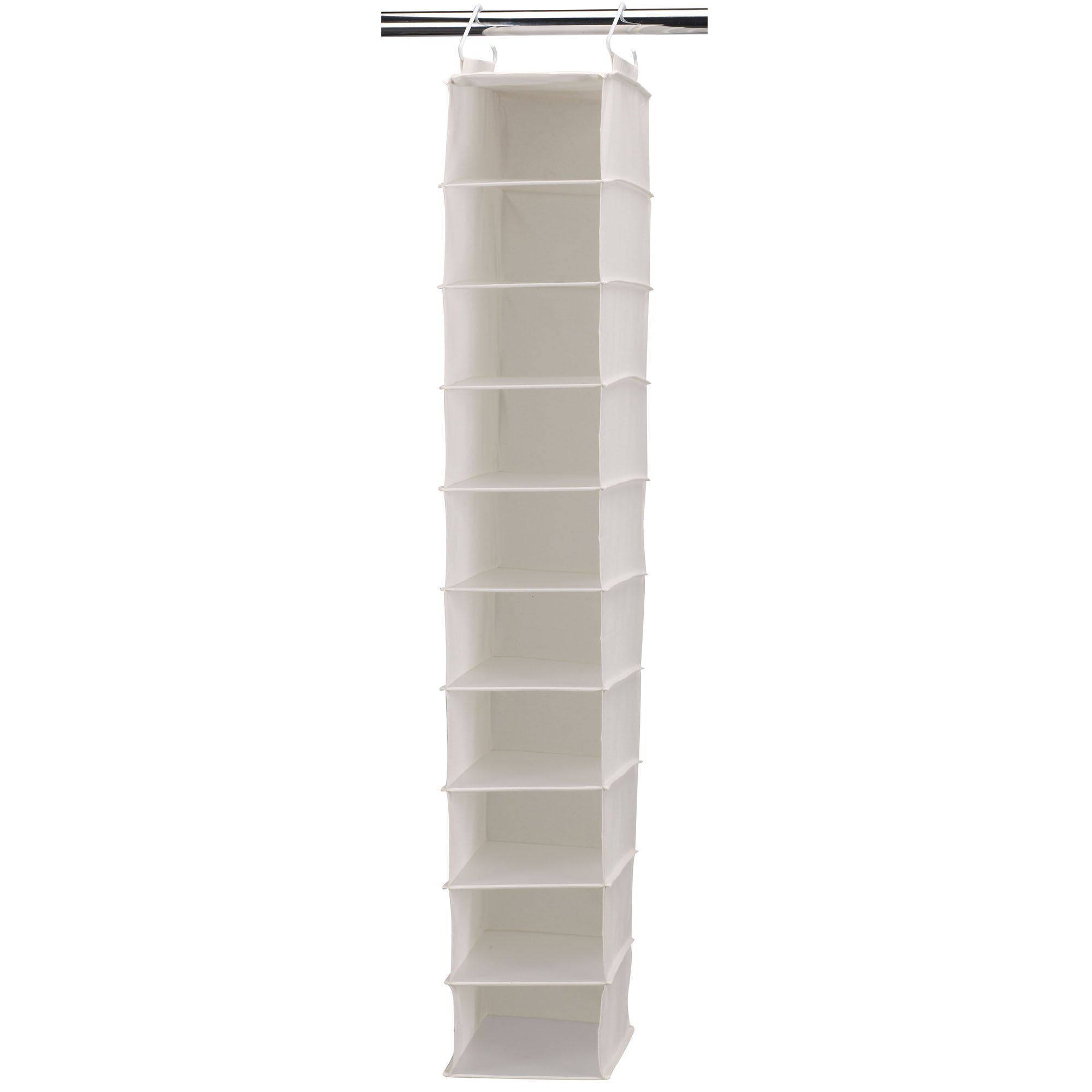 Household Essentials 311328 Hanging Shoe Storage Organizer for Closets |10 Wide Pocket Shelves | Natural Canvas