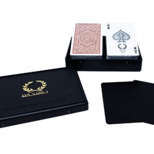 DA VINCI Palermo, Italian 100% Plastic Playing Cards, 2 Deck Set with Hard Shell Case and 2 Cut Cards (Bridge Size Regular Index)