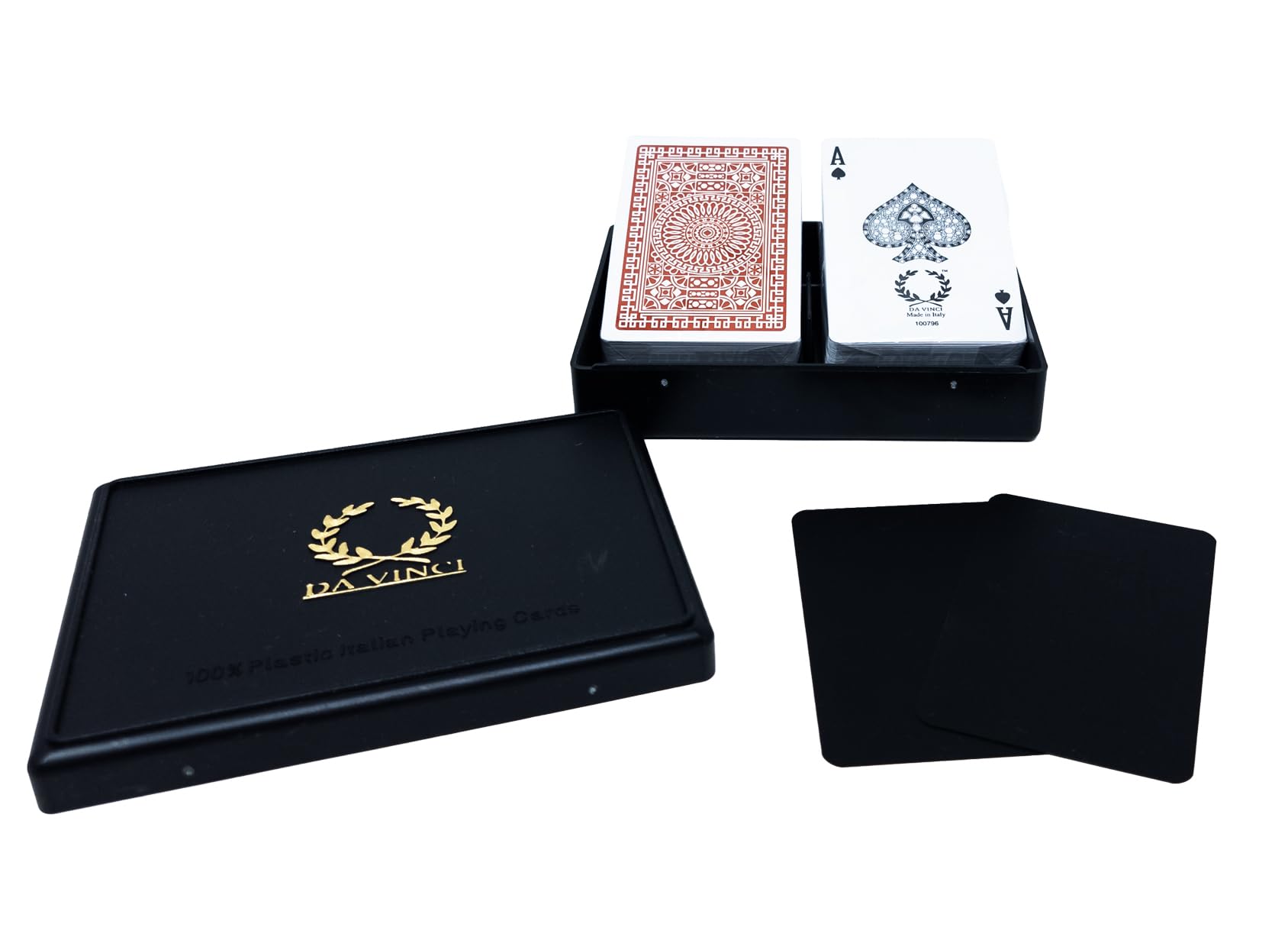 DA VINCI Palermo, Italian 100% Plastic Playing Cards, 2 Deck Set with Hard Shell Case and 2 Cut Cards (Bridge Size Regular Index)