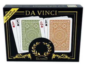 da vinci palermo, italian 100% plastic playing cards, 2 deck set with hard shell case and 2 cut cards (bridge size regular index)