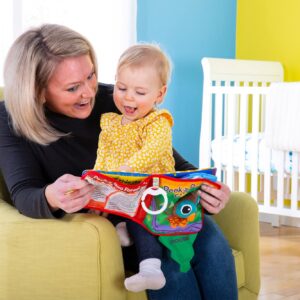 Lamaze Peek-A-Boo Forest Soft Baby Book - Clip-On Cloth Book - Washable Crinkling Fabric Pages for Sensory Play - Teething and Learning Toys for Babies - 6 Months and Up