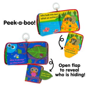 Lamaze Peek-A-Boo Forest Soft Baby Book - Clip-On Cloth Book - Washable Crinkling Fabric Pages for Sensory Play - Teething and Learning Toys for Babies - 6 Months and Up