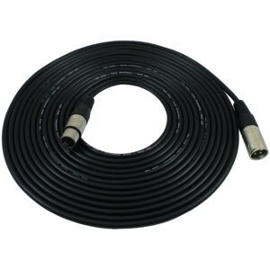 gls audio 12ft mic cable patch cords - xlr male to xlr female black cables - 12' balanced mike snake cord - 6 pack