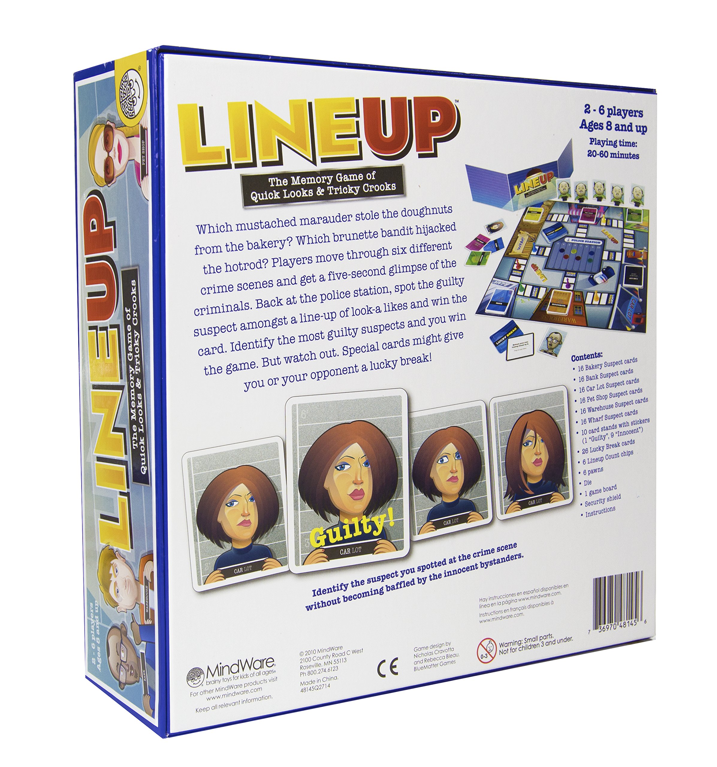 MindWare LineUp – Stimulating Memory Board Game with a Great Playing Time and Comical Crime Mystery Suspense for Ages 8 and Up