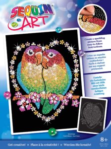 sequin art blue, love birds, sparkling arts and crafts picture kit, creative crafts