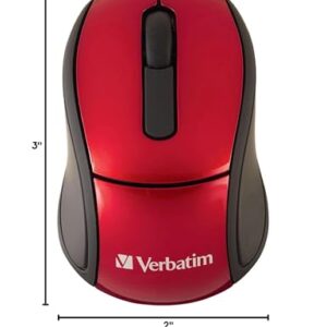 Verbatim 2.4G Wireless Mini Travel Optical Mouse with Nano Receiver for Mac and PC - Red