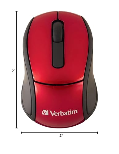 Verbatim 2.4G Wireless Mini Travel Optical Mouse with Nano Receiver for Mac and PC - Red