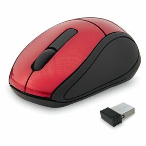 verbatim 2.4g wireless mini travel optical mouse with nano receiver for mac and pc - red