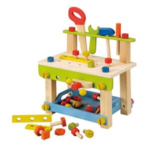 everearth toddler workbench with tools. wooden building set hammer toy