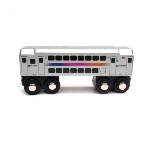 MUNI PALS Munipals New Jersey Transit Wooden Railway Child Safe and Tested Wood Toy Trains (Multi-Level Commuter)