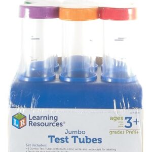 Learning Resources Primary Science Jumbo Test Tubes with Stand, Set of 6 Tubes, Ages 3+,Multi-color