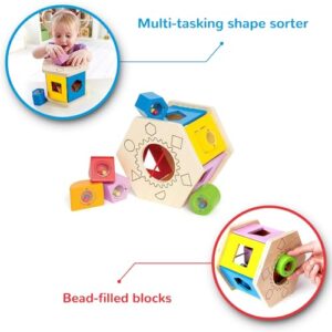 Hape Wooden Shape Sorter Toys| Montessori Educational Learning Toys for Preschoolers Ages 1 Years & Up