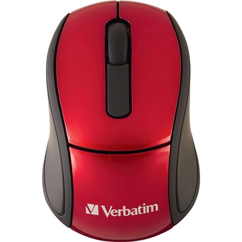 Verbatim 2.4G Wireless Mini Travel Optical Mouse with Nano Receiver for Mac and PC - Red