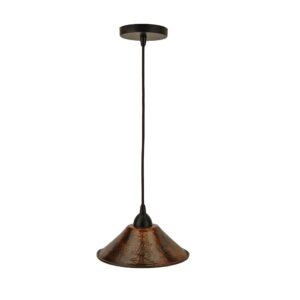 Premier Copper Products L500DB 9-Inch Hand Hammered Copper Cone Pendant Light, Oil Rubbed Bronze