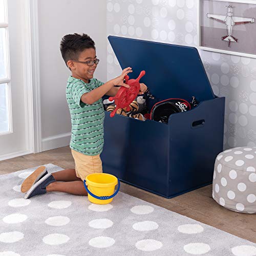 KidKraft Austin Wooden Toy Box/Bench with Safety Hinged Lid - Blueberry, Gift for Ages 3+, Amazon Exclusive