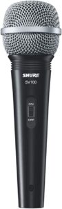 shure sv100-w multipurpose cardioid dynamic vocal microphone with on/off switch and 15' xlr-to-1/4" cable