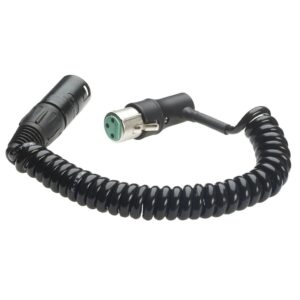 k-tek 4" of coiled microphone cable (3-15") with neutrik male & low profile k-tek right angle female xlr connectors