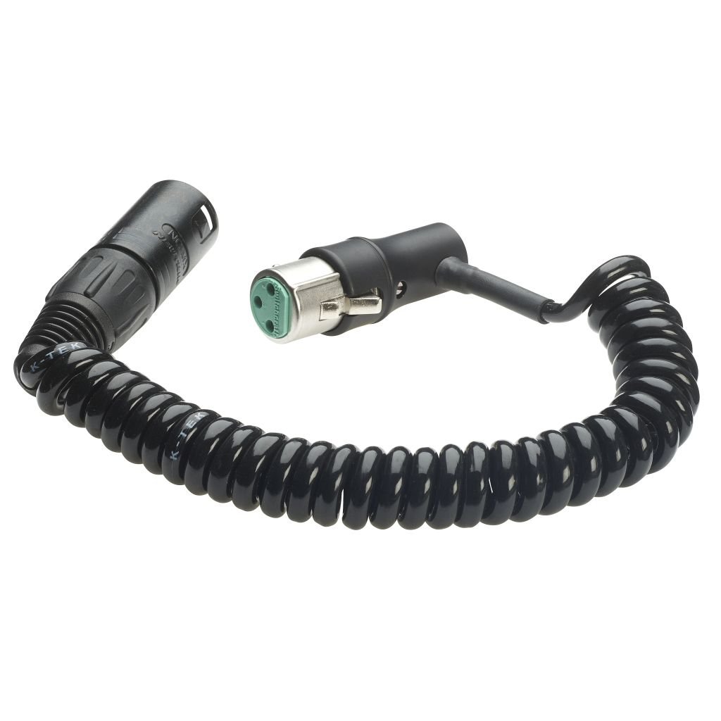 K-Tek 4" of Coiled Microphone Cable (3-15") with Neutrik Male & Low profile K-TEK Right Angle Female XLR Connectors