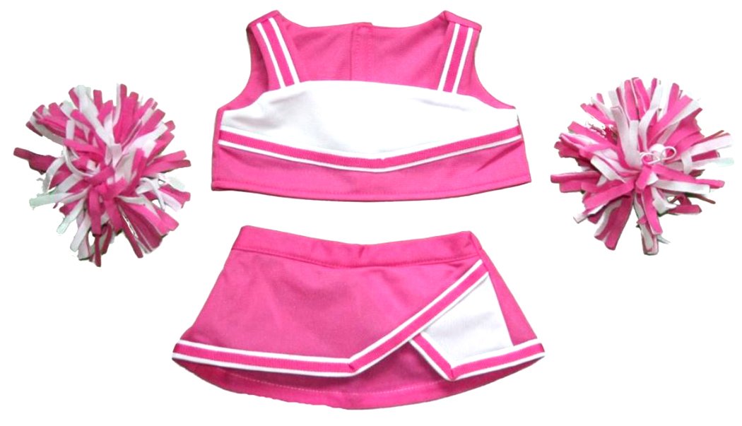 Pink & White Cheerleader Outfit Teddy Bear Clothes Fit 14" - 18" Build-A-Bear and Make Your Own Stuffed Animals