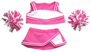 pink & white cheerleader outfit teddy bear clothes fit 14" - 18" build-a-bear and make your own stuffed animals