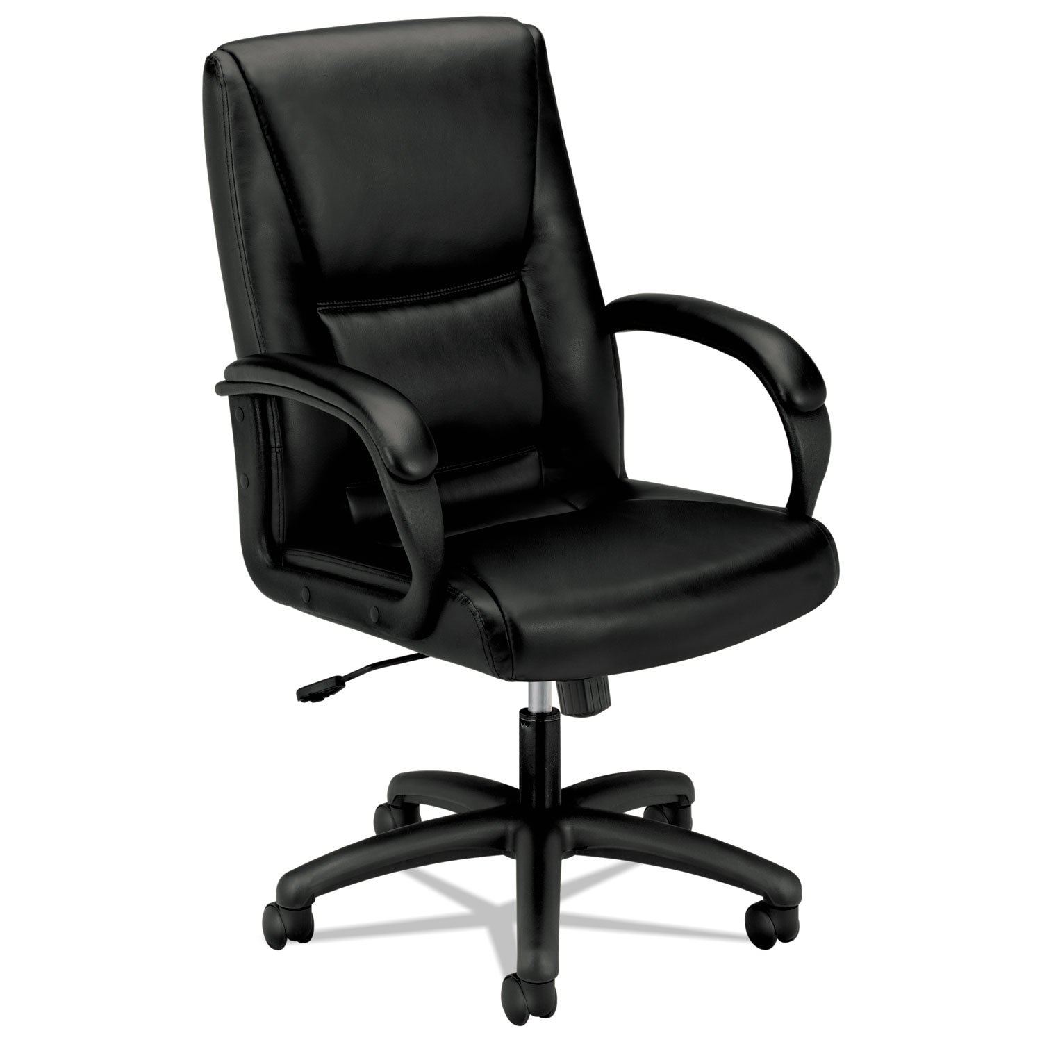 HON Executive Leather Chair - Mid-Back Office Chair for Computer Desk, Black (HVL161)