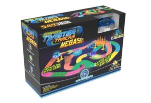 mindscope twister tracks mega set neon glow in the dark flexible track system with 547 pieces over 25 feet of track & accessories