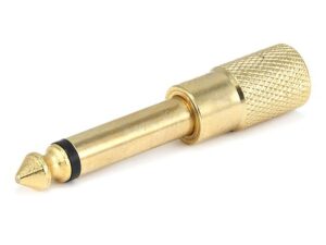 monoprice metal 6.35mm (1/4 inch) mono plug to 3.5mm stereo jack adaptor - gold plated