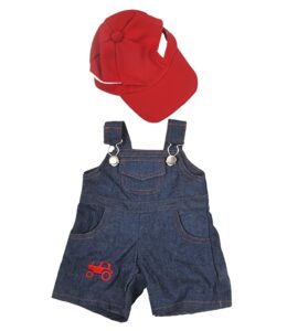 farmer outfit with cap outfit teddy bear clothes fits most 14" - 18" build-a-bear and make your own stuffed animals