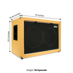 Seismic Audio - 12" GUITAR SPEAKER CABINET EMPTY - 7 Ply Birch - 2x12 Speakerless Cab NEW 212 Orange Tolex - Black Cloth Grill - Front or Rear Loading Options