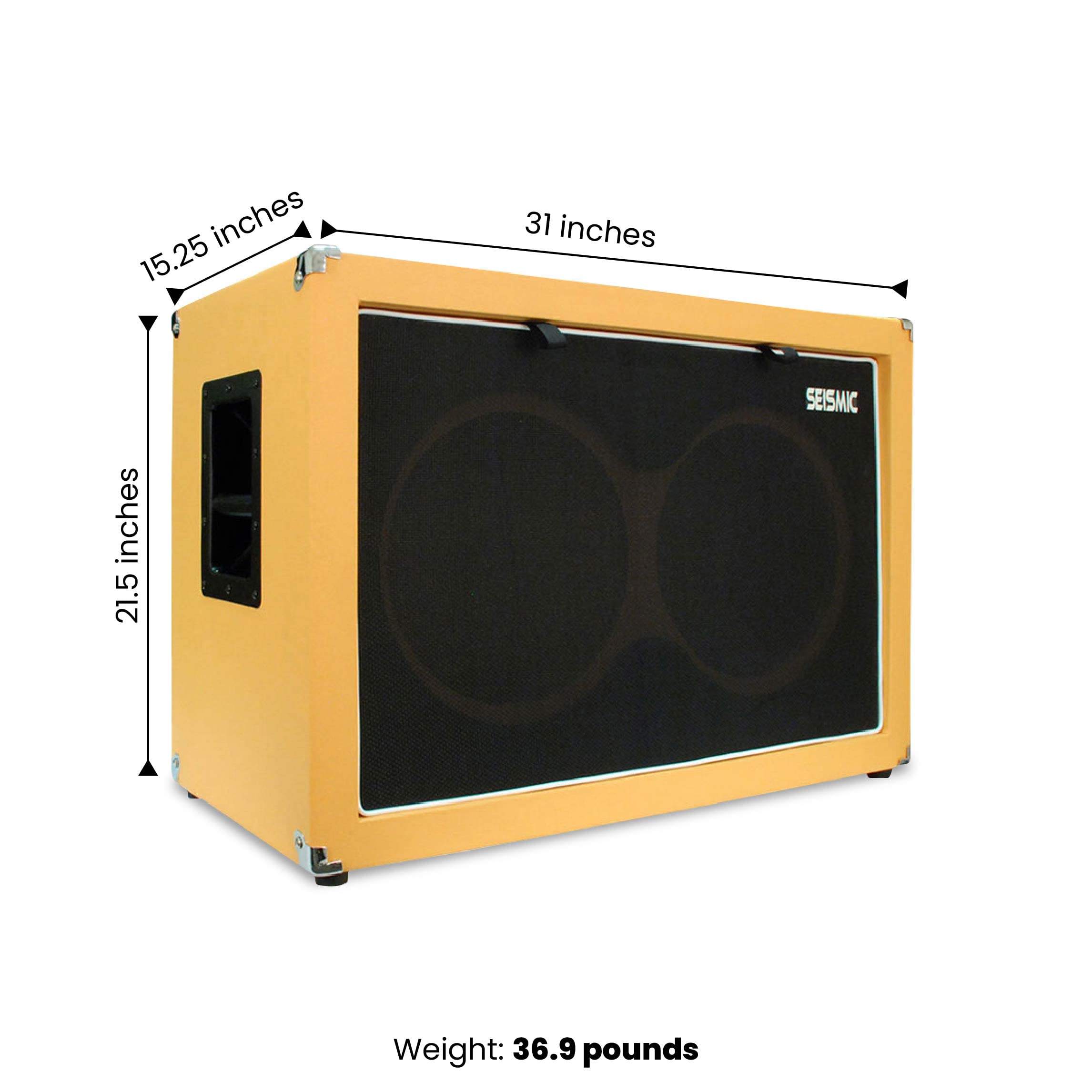 Seismic Audio - 12" GUITAR SPEAKER CABINET EMPTY - 7 Ply Birch - 2x12 Speakerless Cab NEW 212 Orange Tolex - Black Cloth Grill - Front or Rear Loading Options