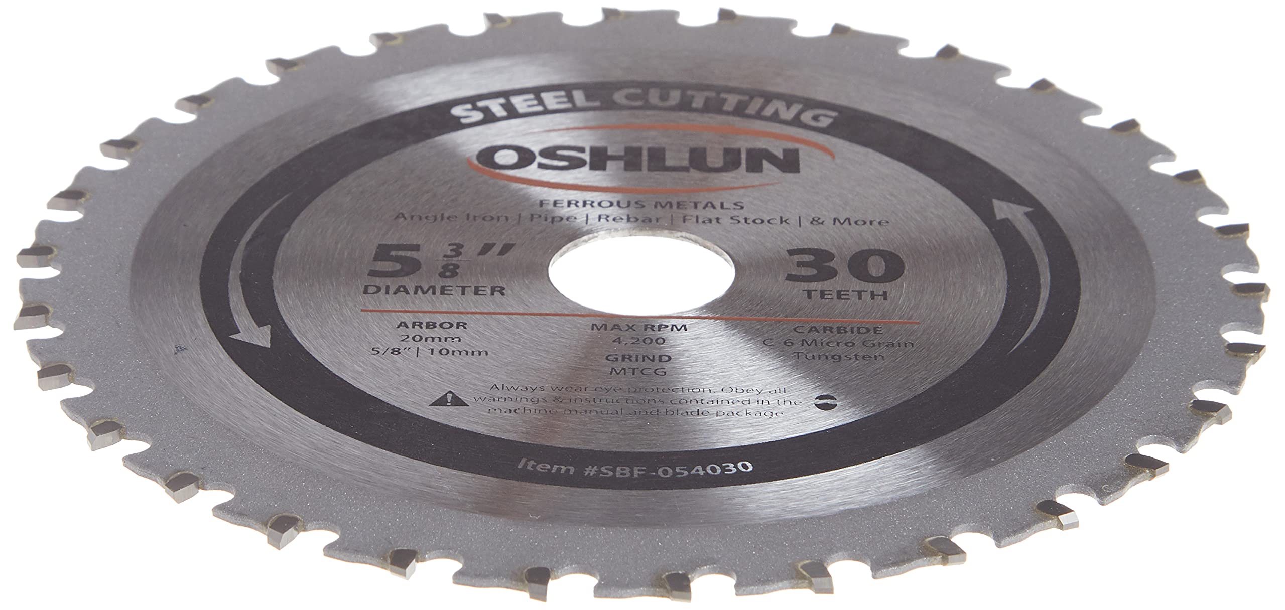 Oshlun SBF-054030 5-3/8-Inch 30 Tooth MTCG Saw Blade with 20mm Arbor (5/8-Inch and 10mm Bushings) for Mild Steel and Ferrous Metals