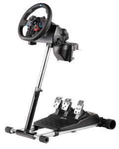 wheel stand pro g racing wheel stand compatible with logitech g29 g923 g920 g27 & g25 wheels, deluxe, original v2. wheel and pedals not included.