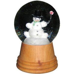 alexander taron importer 2406 perzy snowglobe, medium snowman with wooden base-5" h w x 3" d, 5" x 3" x 3", brown