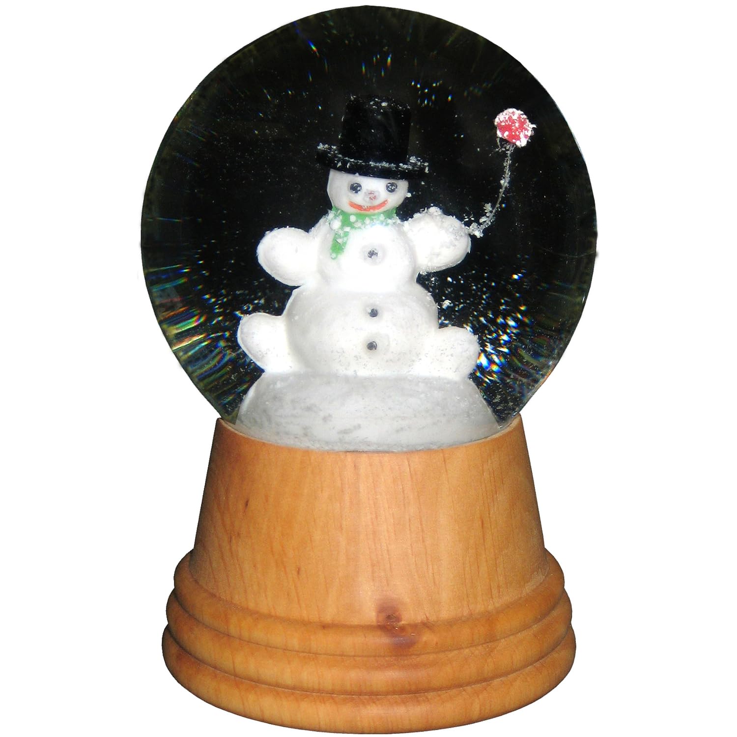 Alexander Taron Importer 2406 Perzy Snowglobe, Medium Snowman with Wooden Base-5" H W x 3" D, 5" x 3" x 3", Brown