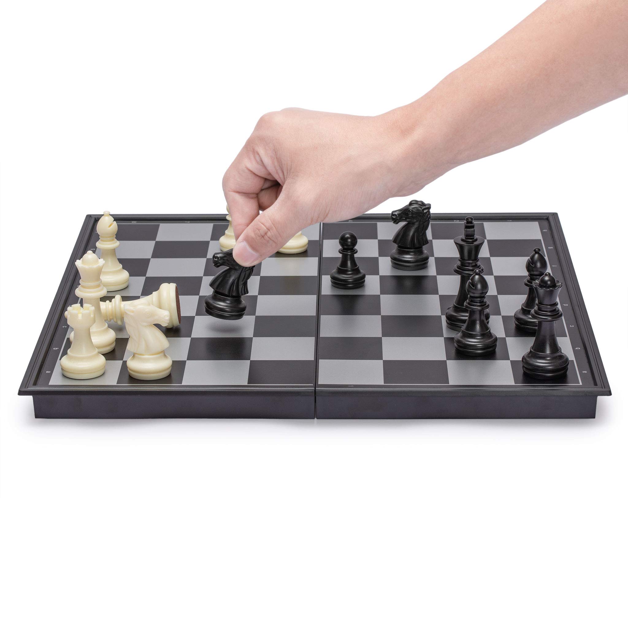 Yellow Mountain Imports 2 in 1 Travel Magnetic Chess and Checkers - 12.5"