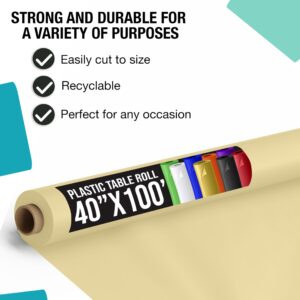 Exquisite Light Yellow Plastic Table Cover Roll 40" X 100' Table Cloth Plastic Cover Roll - Premium Quality Banquet Rolls - Disposable Tablecloth Rolls - Table Cloth Rectangle Table Rolls