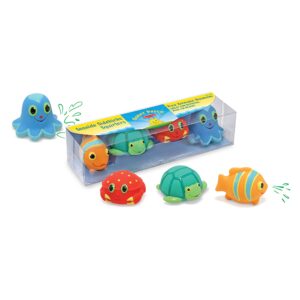 Melissa & Doug Sunny Patch Seaside Sidekicks Squirters With 4 Squeeze-and-Squirt Animals - Water Toys for Kids