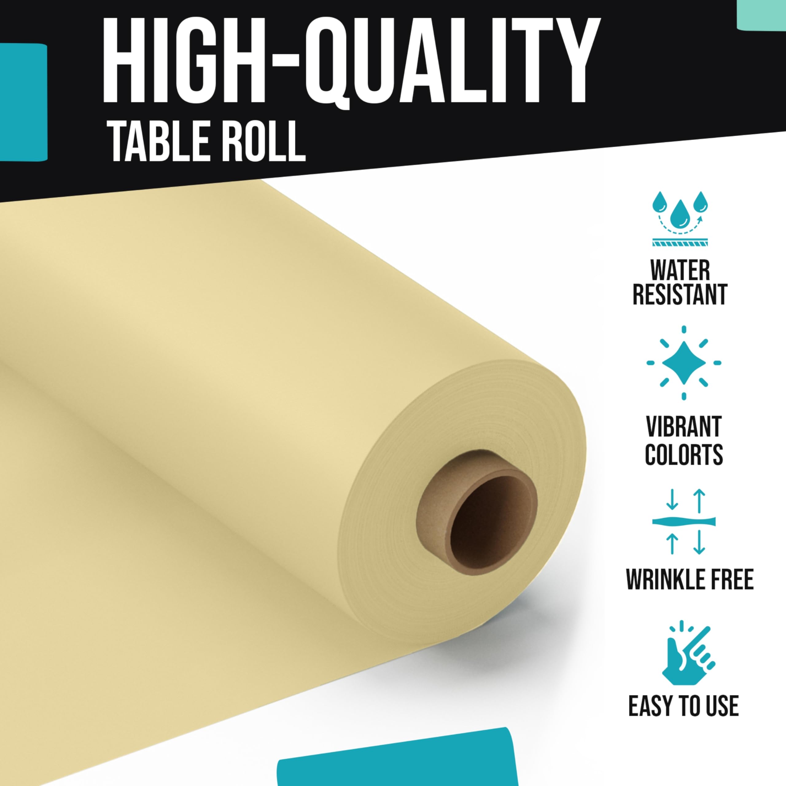 Exquisite Light Yellow Plastic Table Cover Roll 40" X 100' Table Cloth Plastic Cover Roll - Premium Quality Banquet Rolls - Disposable Tablecloth Rolls - Table Cloth Rectangle Table Rolls