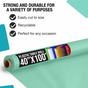 Exquisite Mint Plastic Table Cover Roll 40" X 100' Table Cloth Plastic Cover Roll - Premium Quality Banquet Rolls - Disposable Tablecloth Rolls - Table Cloth Rectangle Table Rolls