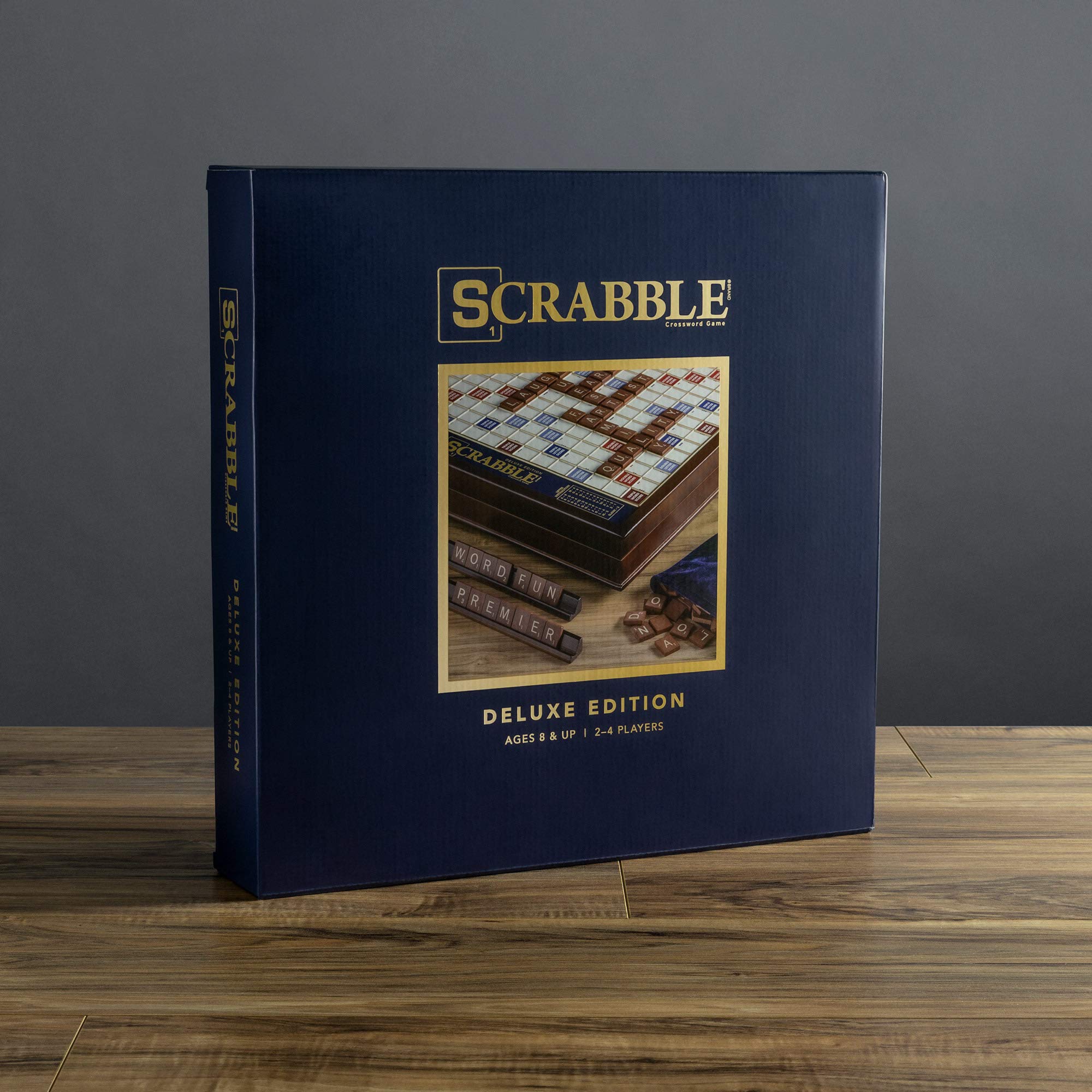 Scrabble Deluxe Edition with Rotating Wooden Game Board