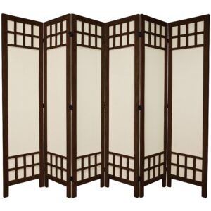 oriental furniture 5 1/2 ft. tall window pane fabric room divider - burnt brown - 6 panel