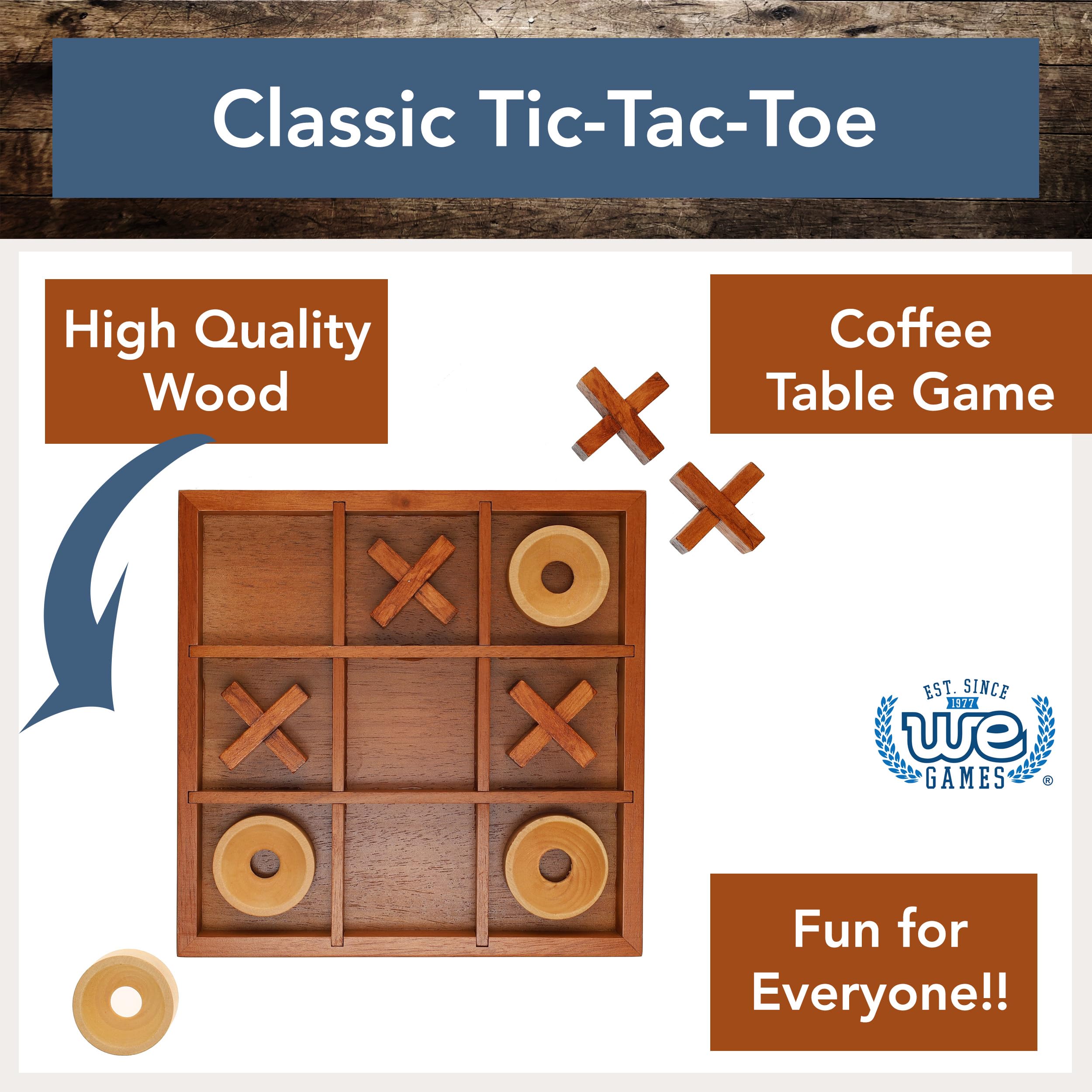 WE Games Tic-tac-Toe Wooden Board Game